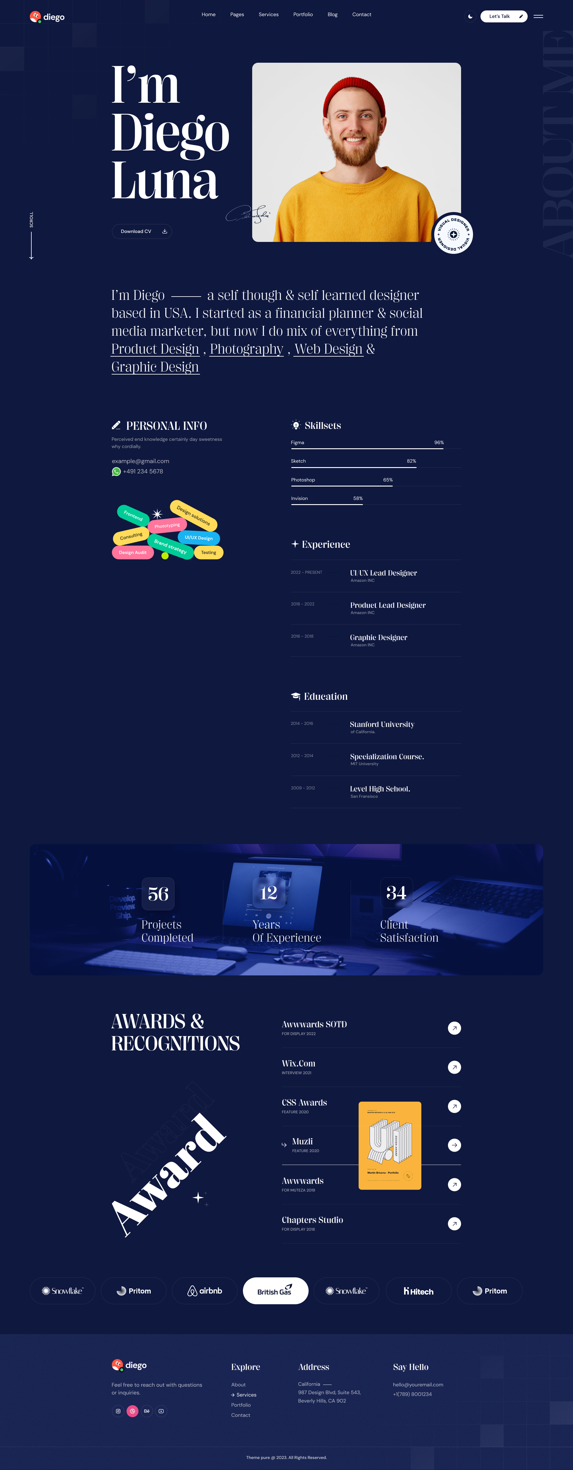 Diego - Personal Portfolio Figma Template by AQLOVA | ThemeForest